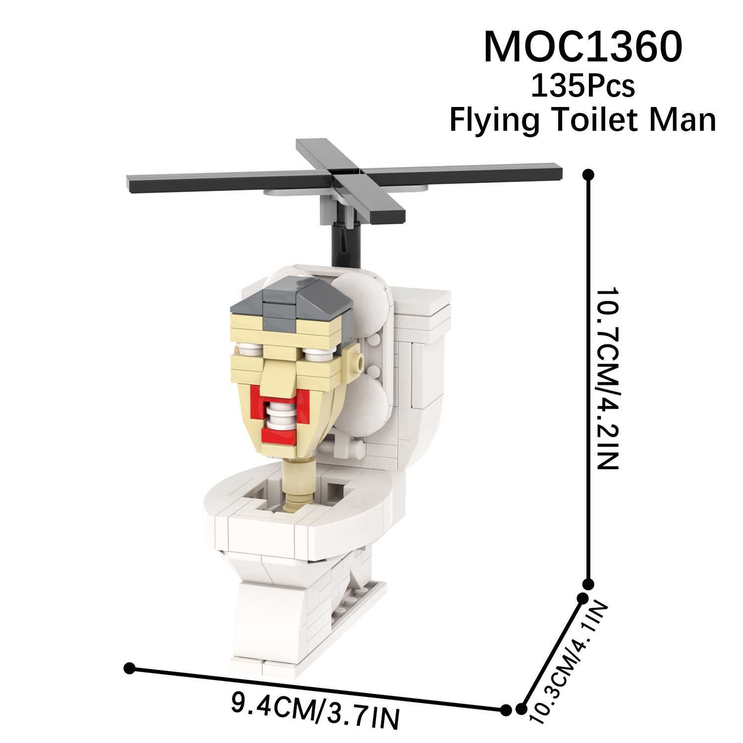 MOC1360 Cartoon Skibidi Toilet Flying Toilet Man Creative MOC MOOXI ...