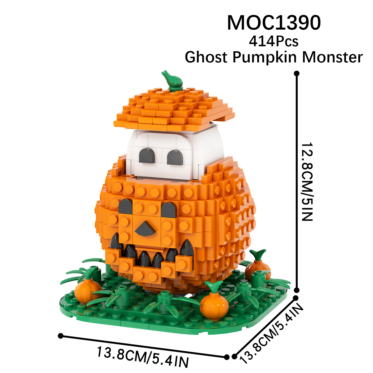 414Pcs Building Block MOC1390 Halloween Pumpkin Ghost MOOXI Bricks ...