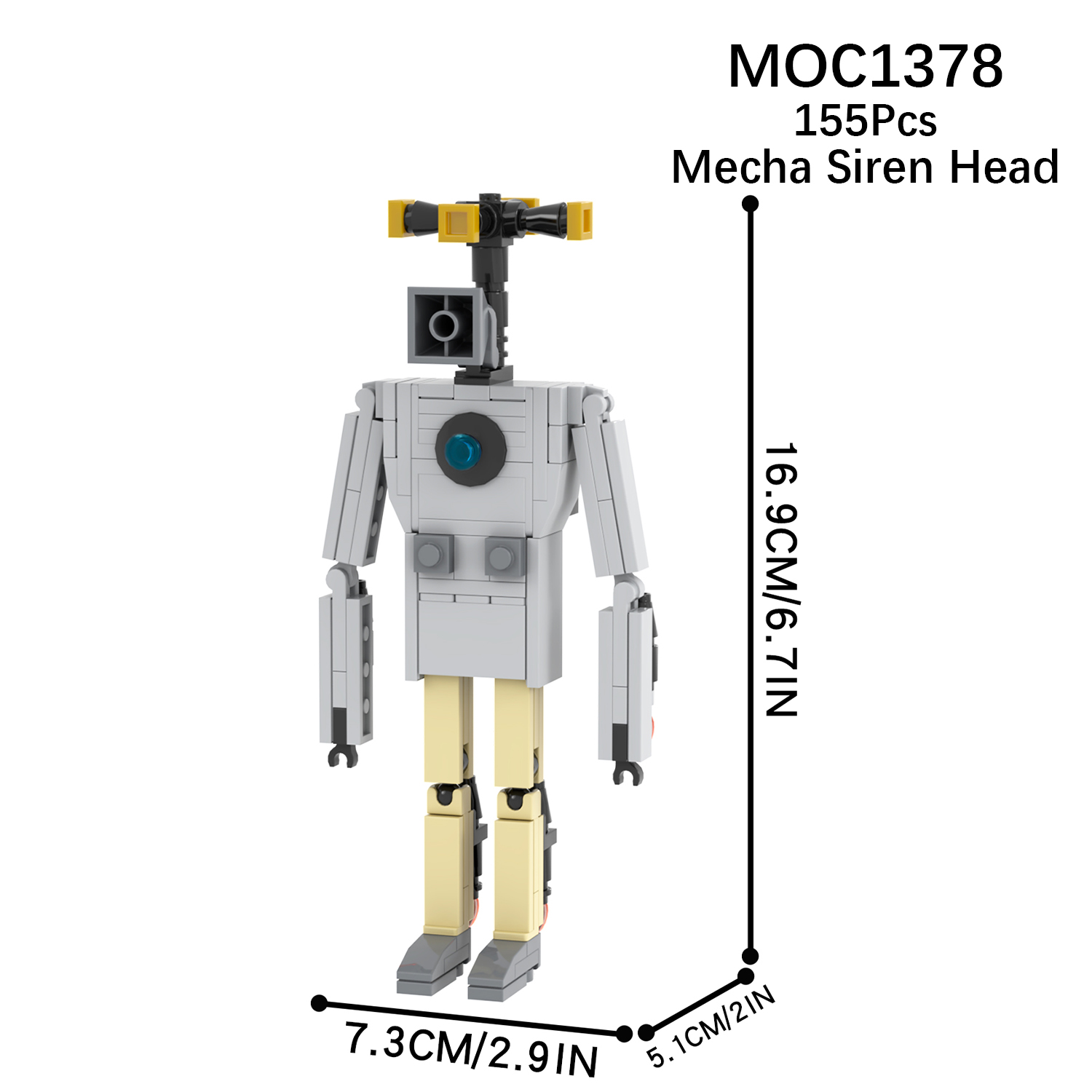 MOC1378 Mecha Siren Head 155pcs Anime Characters Upgraded TV Man ...