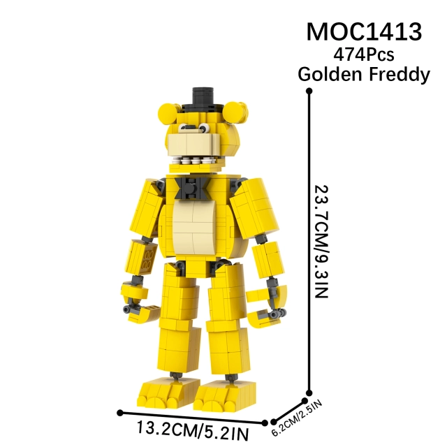 MOC1409-1415 FNAF Freddy Fazbear Foxy Bonnie Chica Golden Freddy ...
