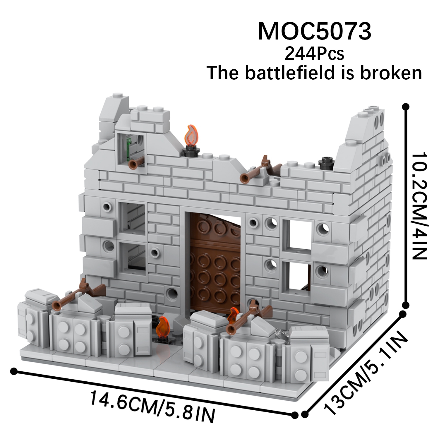 244Pcs Bricks MOC5073 Broken Battlefield WW2 Military War Gun First-aid ...
