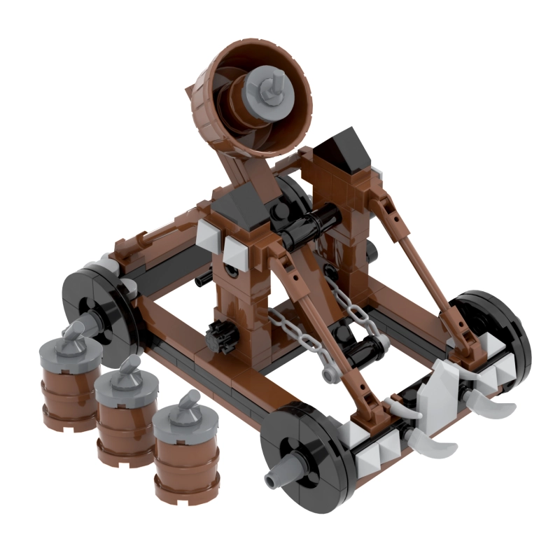 188Pcs Building Block MOC5067 WW2 set An Explosive Barrel Catapult ...