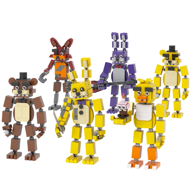 MOC1445-1450 Freddy Fazbear Chica Bonnie Foxy Golden Freddy Springtrap ...