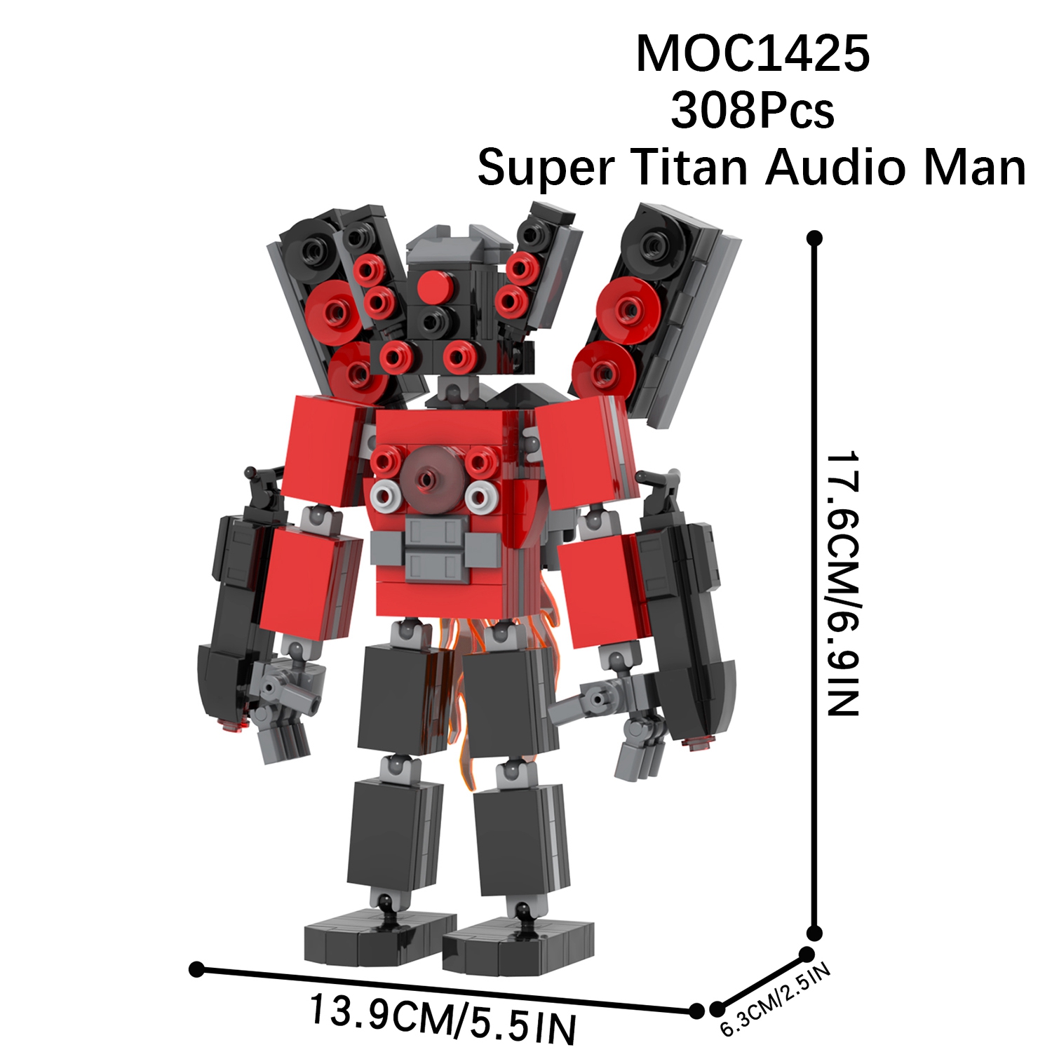 308Pcs MOC1425 Super Titan Audio Man Bricks Creative Television Person ...