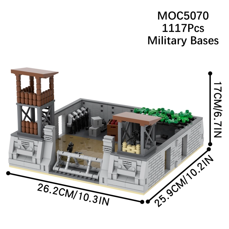 1117 Pcs MOC5070 Military Bases Bricks WW2 War Assemble Parts Model ...