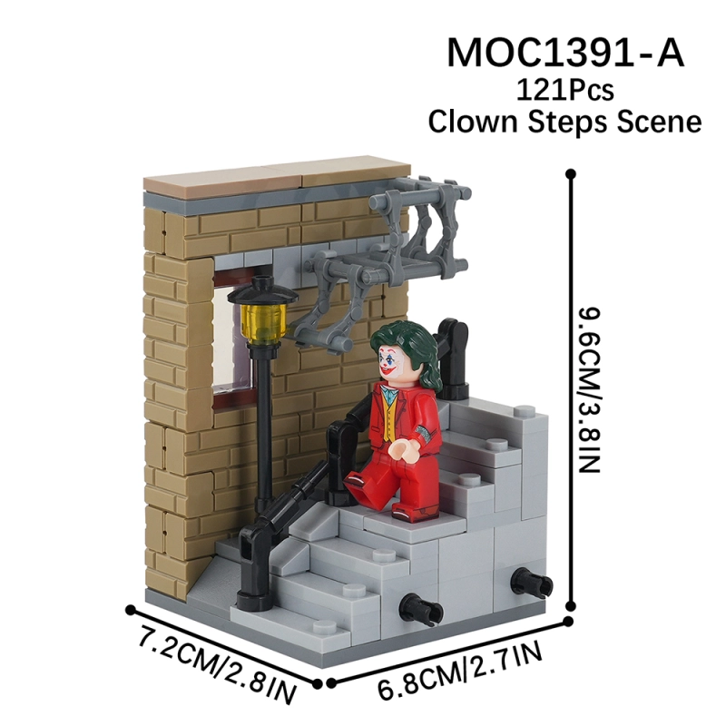 MOC1391 Movie Street View Staircase Brick Clown Steps Scene City ...