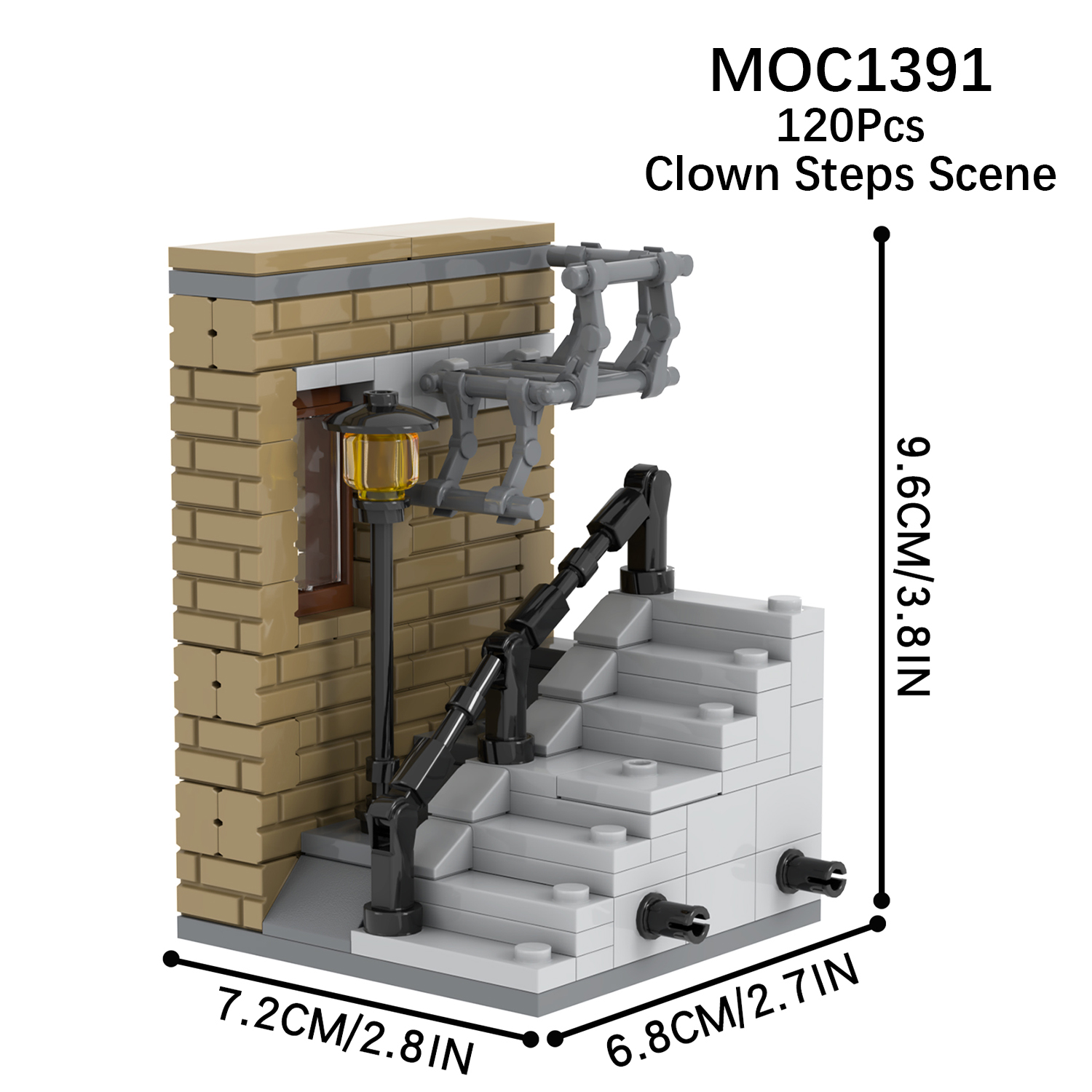 MOC1391 Movie Street View Staircase Brick Clown Steps Scene City ...