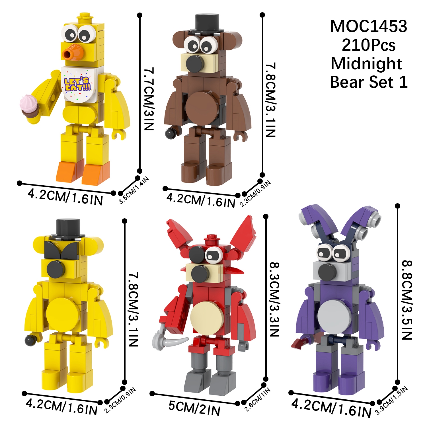 210Pcs MOC1453 Creativity Game Midnight Bear Character Building Blocks ...