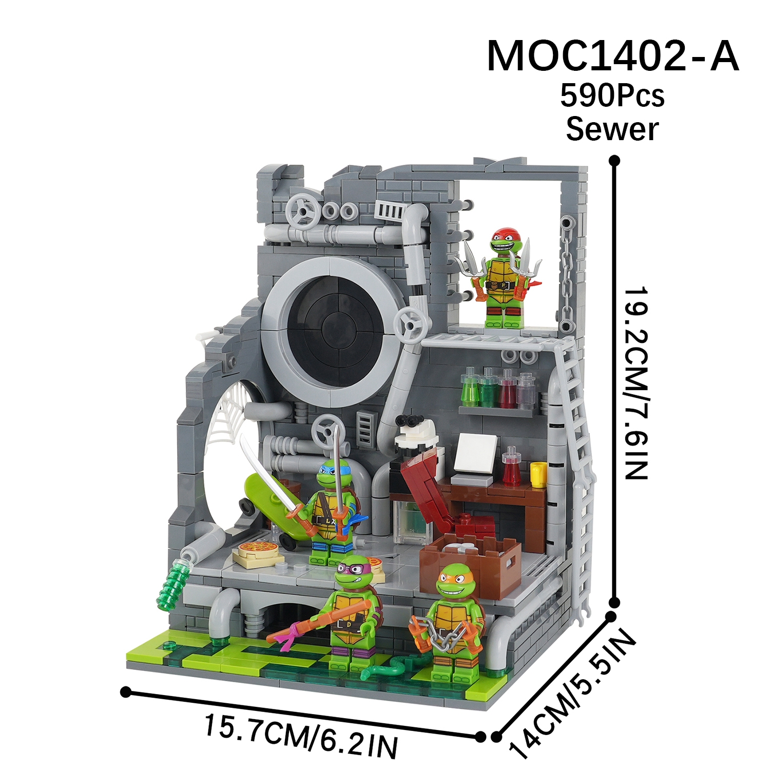 MOC1402 Cartoon Movie Sewer Scene 586Pcs Bricks Cartoon City Laboratory ...