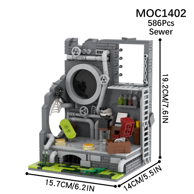 MOC1402 Cartoon Movie Sewer Scene 586Pcs Bricks Cartoon City Laboratory ...