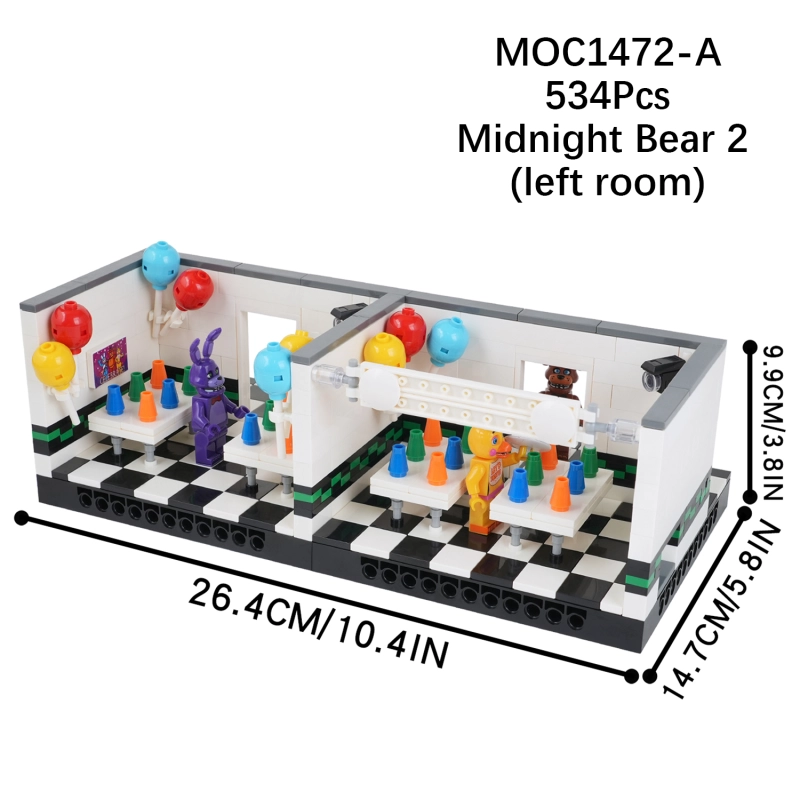 MOC1472-A FNAF Midnight Bear Set 2 Left Room Model Mini Diy Building Block Sets Educational ...
