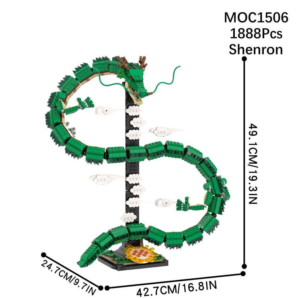 1888PCS MOC1506 Japanese Animation Series Shenron Boys Gifts Puzzle DIY ...