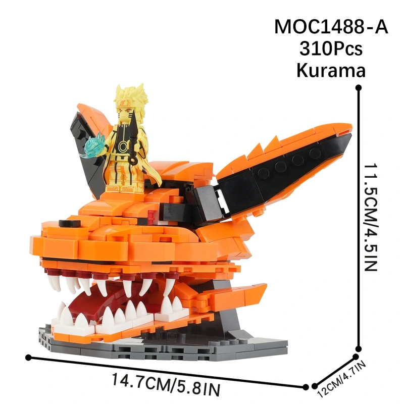 309PCS MOC1488 Building Blocks Chakra Kurama Bijuu Bricks Japanese ...
