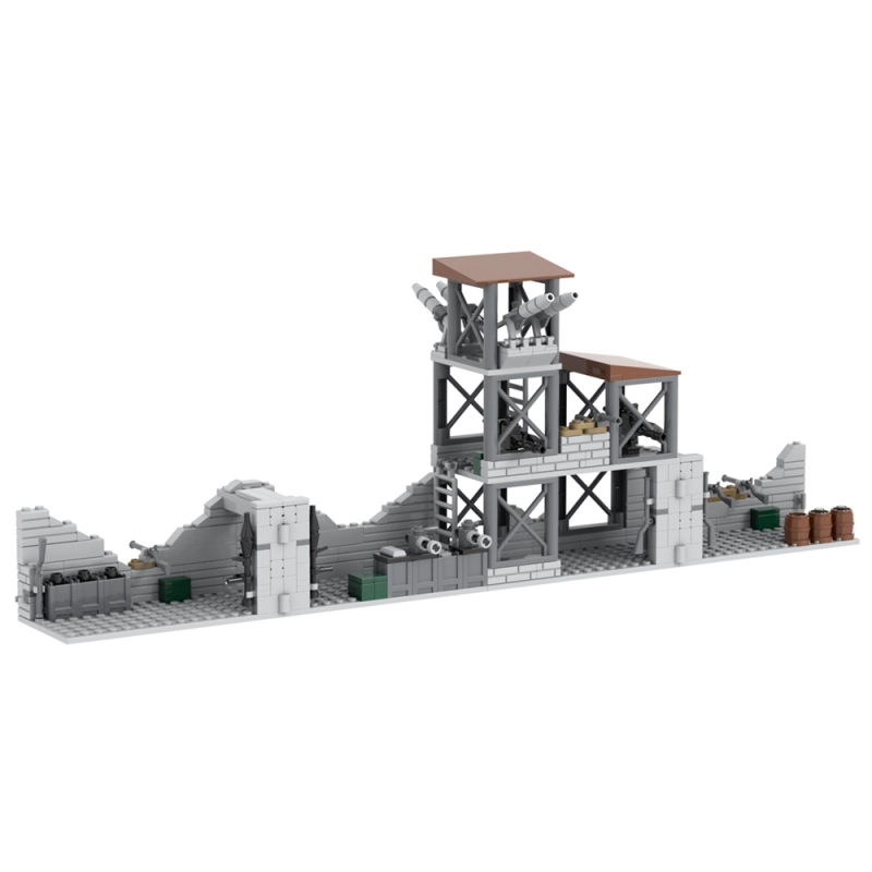 347PCS MOC5080 WW2 Military Bases Wars Scene Broken House DIY Action ...