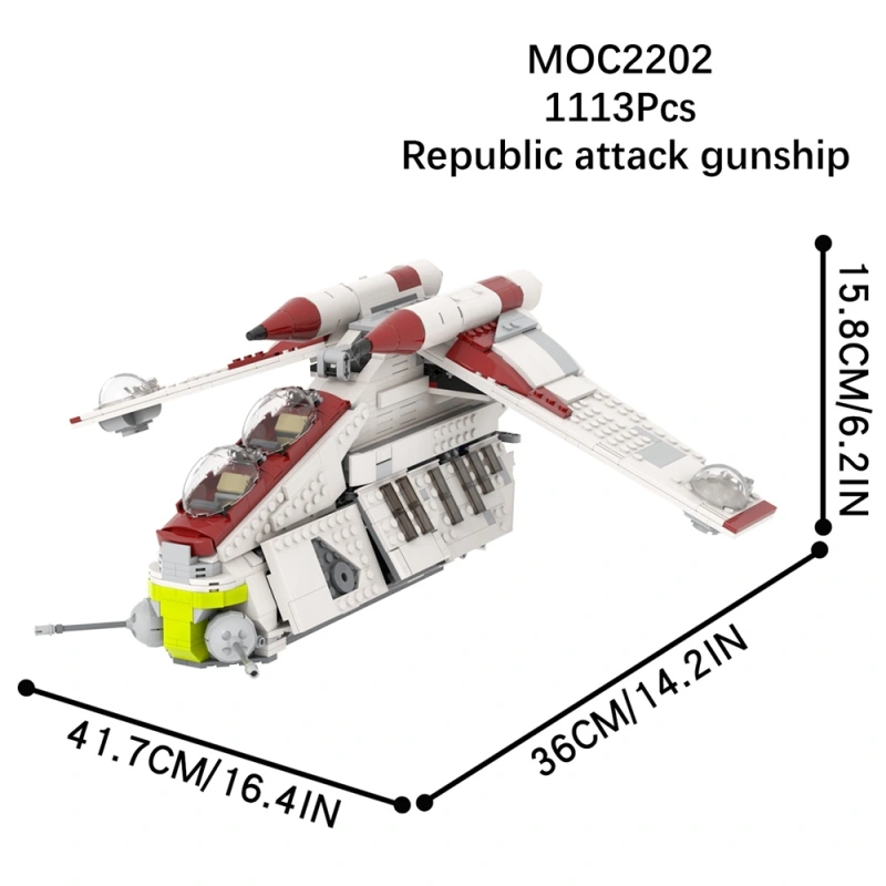 1113Pcs MOC2202 Republic Attack Gunship with Rex Clone Troopers Action Model DIY Education Space ...