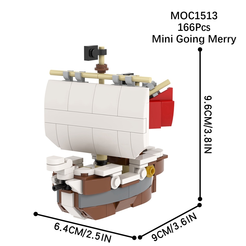 166PCS MOC1513 Mini Going Merry Ship 1 Piece Japanese Anime The First ...