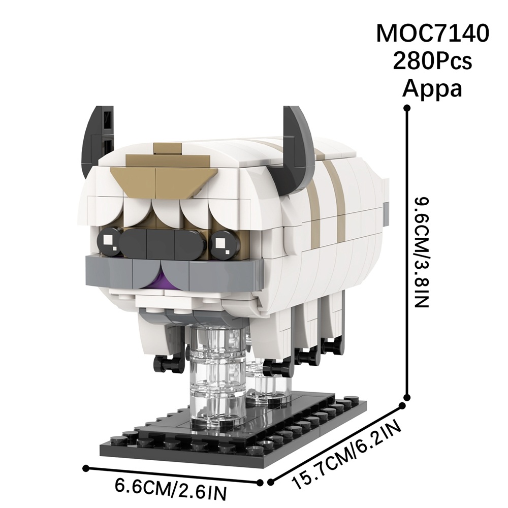 280PCS MOC7140 Avatar Appa The Last Airbender Season 1 Brick Head Mini ...