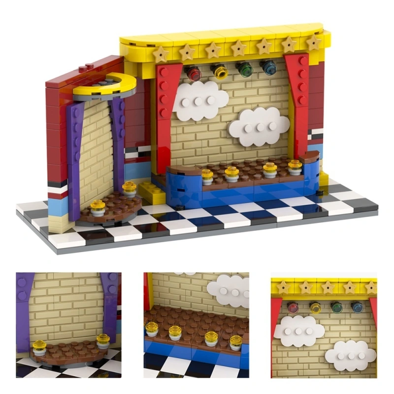 286Pcs MOC1423 FNAF Anime Version Stage Scene Bricks Horror Midnight ...
