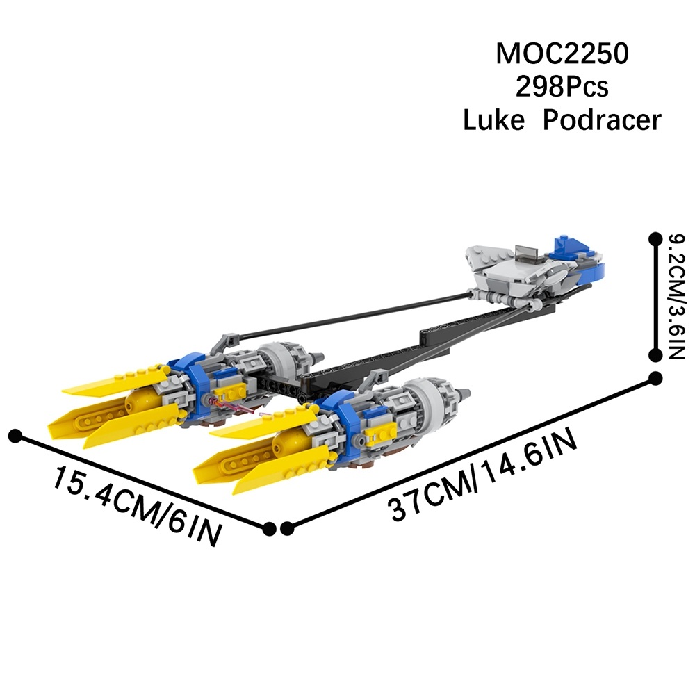 298Pcs MOC2250 Luck Podracer Bricks Sci-Fi Interstellar War Movie Space ...