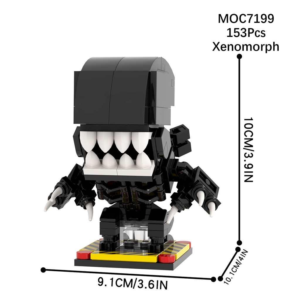 153Pcs MOC7199 Alien Square Head Bricks American Science Fiction ...