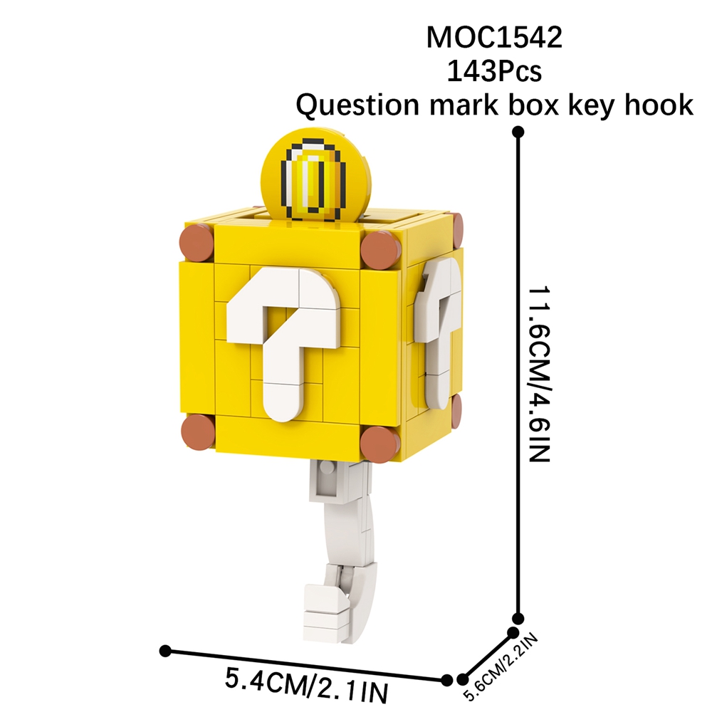 143Pcs MOC1542 Question Mark Box Key Hook Bricks Mario Game Series ...