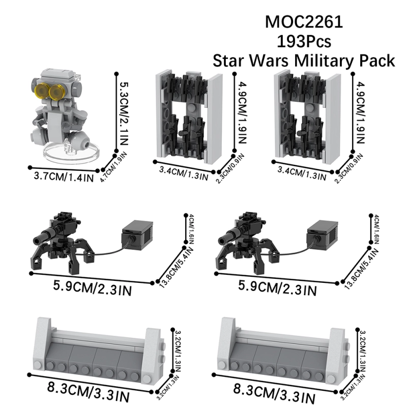 MOC2261 Space War Military Pack Droid Weapon R Gun Protective Fence ...