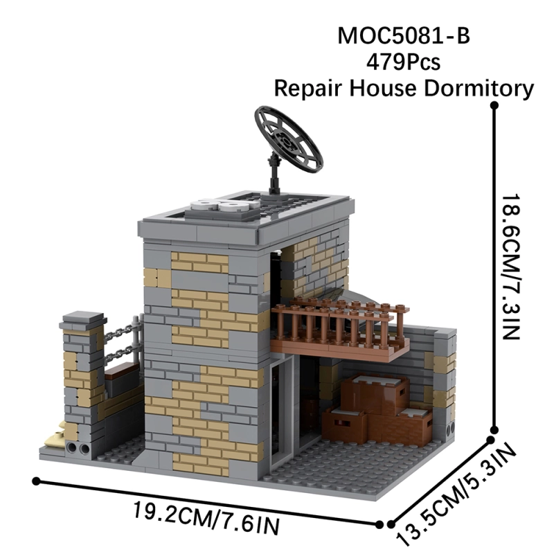 MOC5081 Repair Center WW2 Military Gun Car Gate Tower Assembled ...