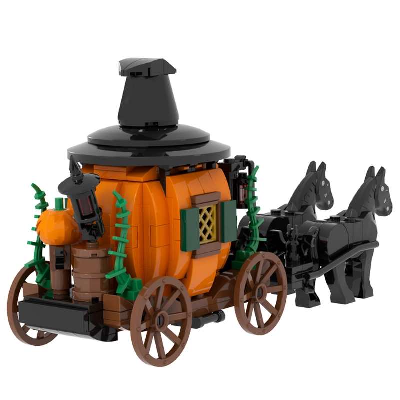 MOC1381 254PCS Pumpkin Carriage Halloween Decorations Bricks Decoration ...