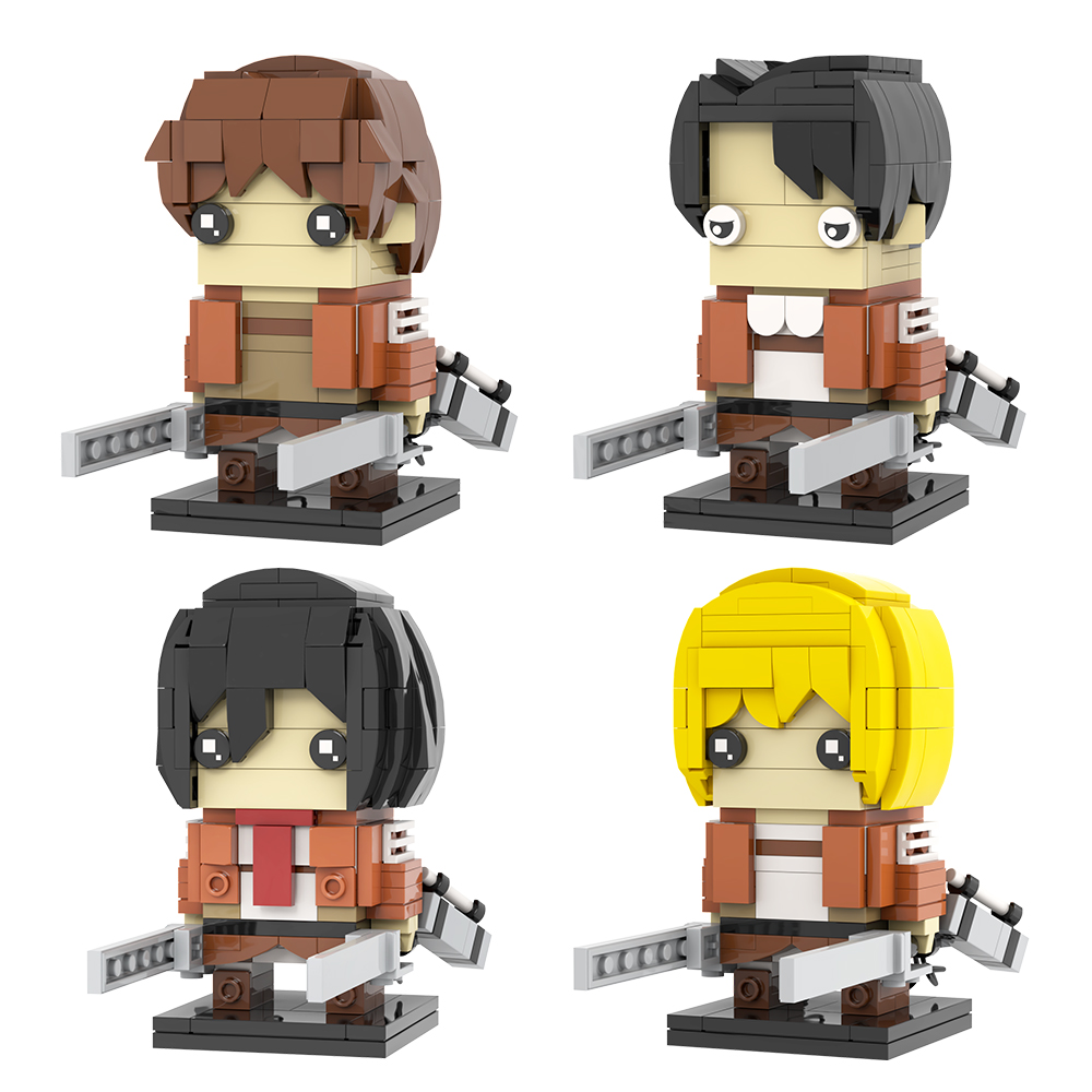 MOC7070-MOC7073 Attack On Titan Anime Figure Brick Eren Jaeger Levi ...