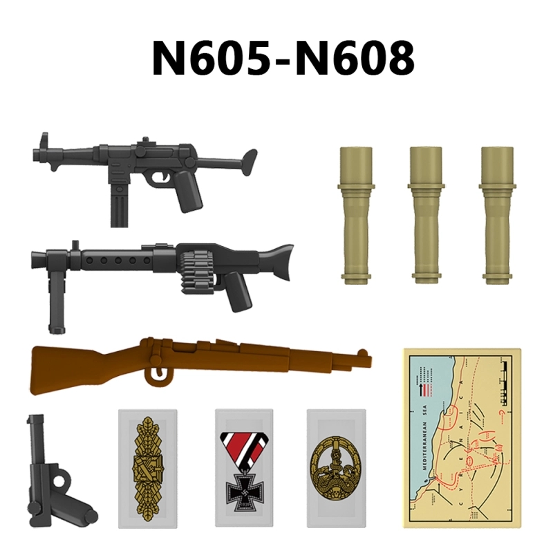 N605-N608 Soilder Army WW2 Weapon Gun Military War Action Figure Afrika ...