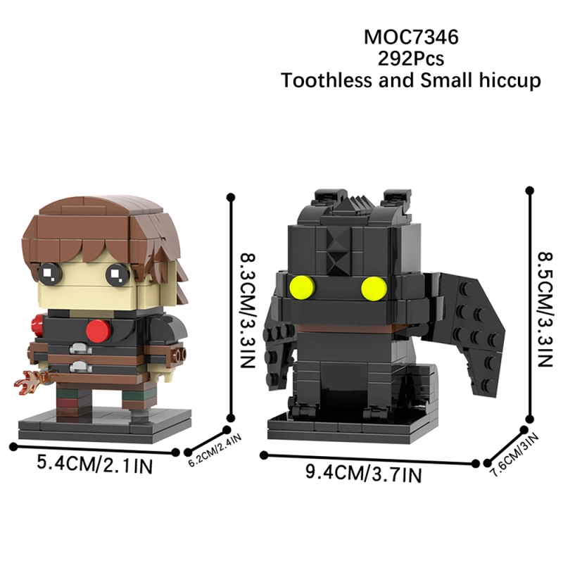 MOC7346 Toothless and Small Hiccup Brickheadz Anime How to Train Your ...