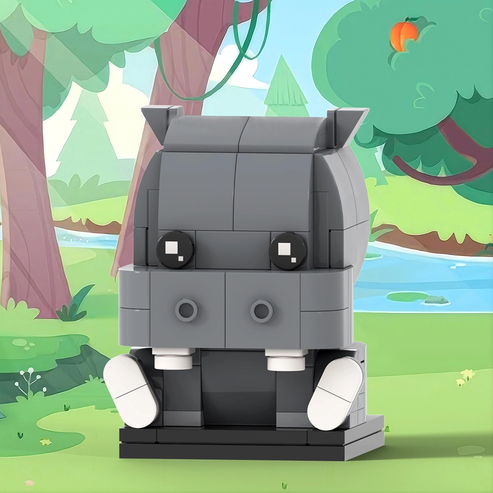 MOC7233 Animal Series Hippopotamus Model Brickheadz Brick Compatible ...