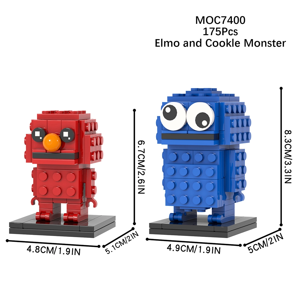 MOC7400 Sesame Street Elmo And Cookie Monster Brickheadz Cartoon ...
