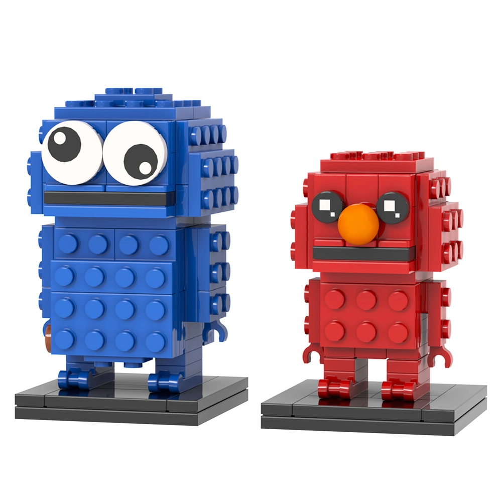 MOC7400 Sesame Street Elmo And Cookie Monster Brickheadz Cartoon ...