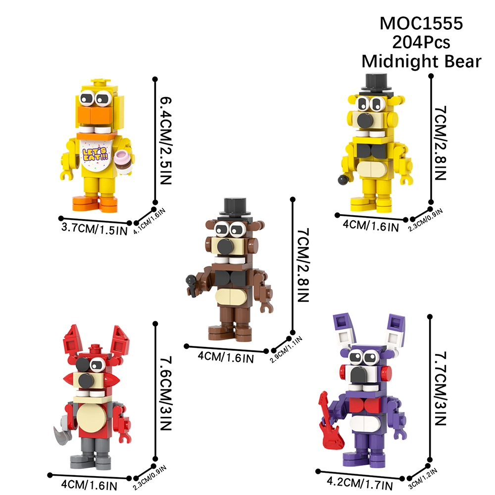 MOC1555 Five Nights at Freddy's Bonnie Chica Bear Set Horror Game ...