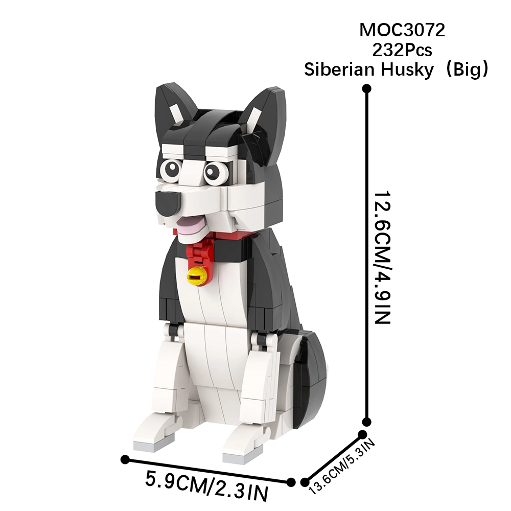 MOC3072 Creative Animal Series Siberian Husky Dog Model Brick ...