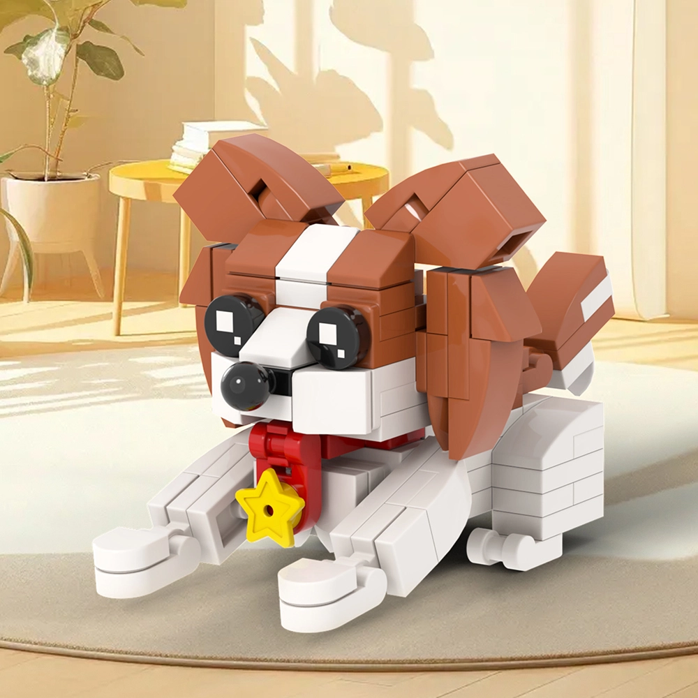 MOC3078 Creative Animal Series Papillon Dog Model Brick Compatible With ...