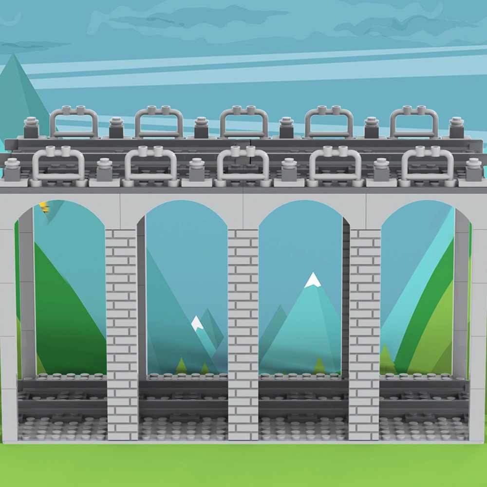 MOC4186 City Series Double-deck Railway Track Model Brick Compatible ...