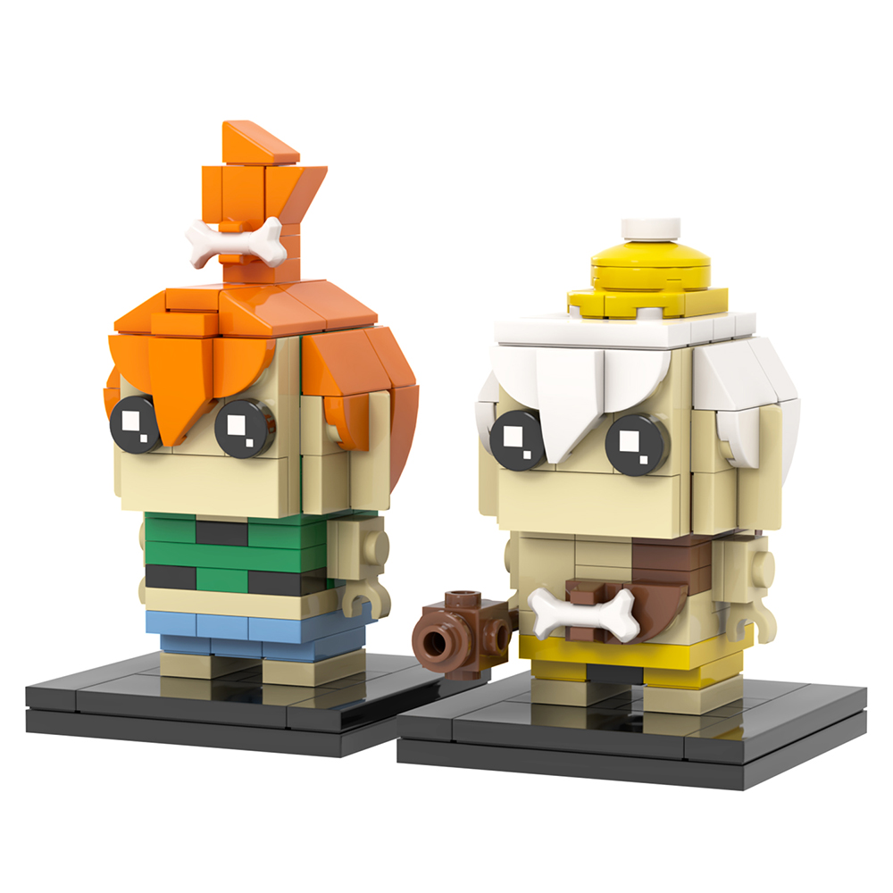MOC7658 The Flintstones pebbles bam bam Cartoon Series BrickHeadz ...
