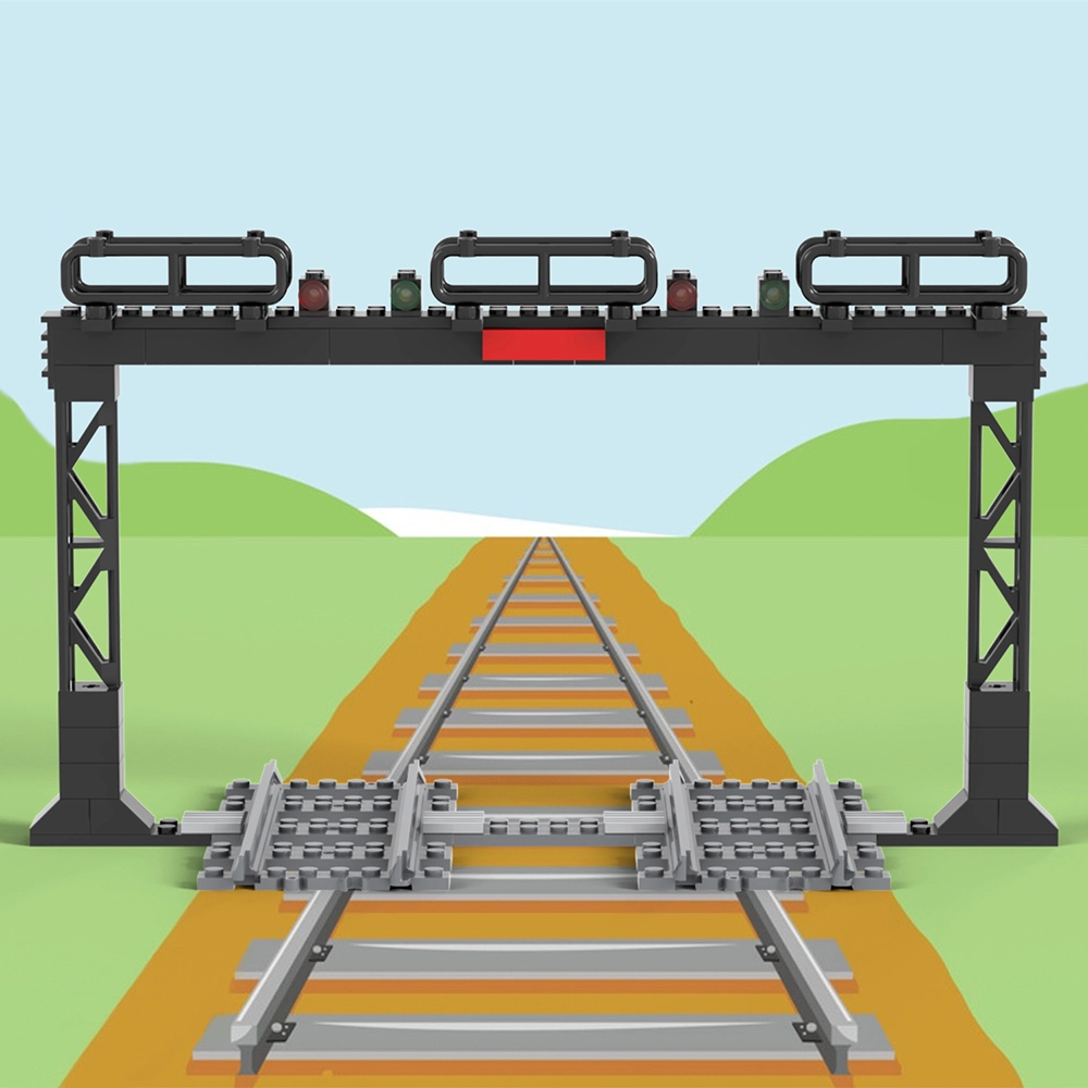 MOC4195 City Creative Series Train track signal light Birthday Gift DIY ...
