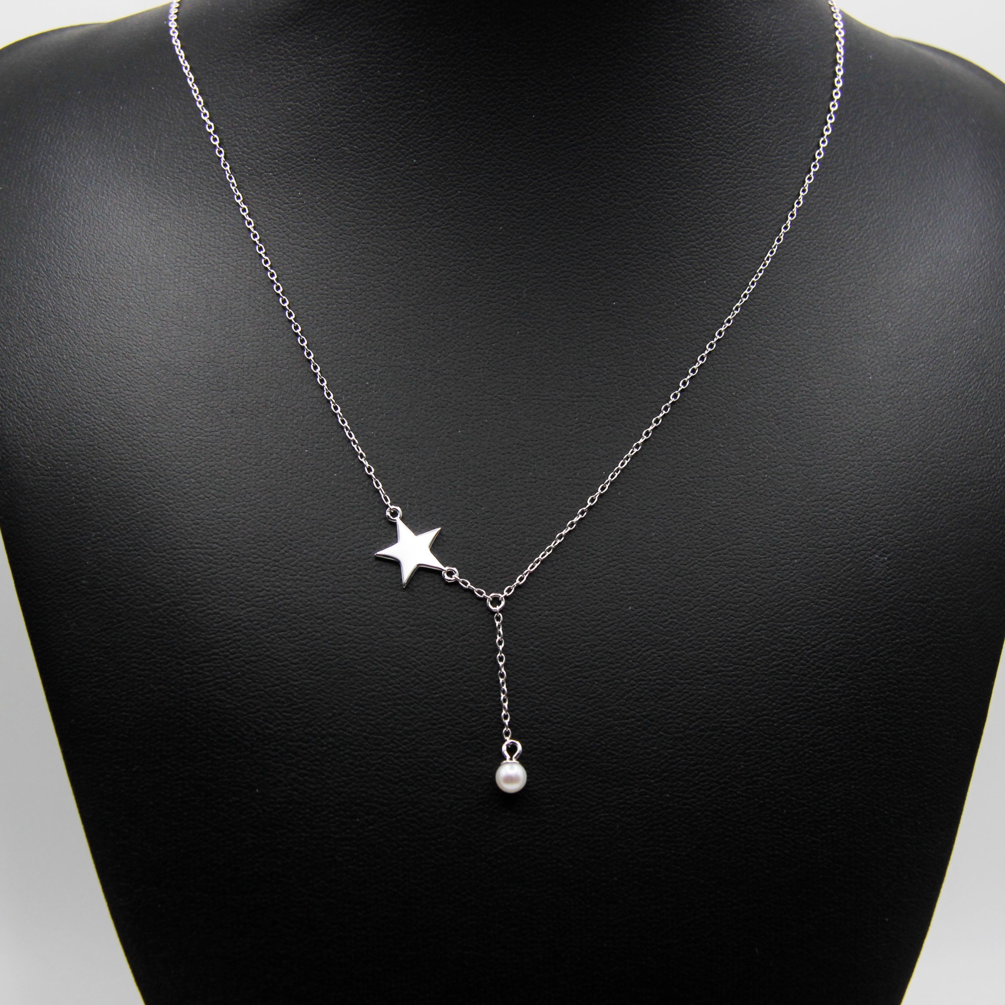 sterling silver 925 star and pearl necklace 2024 new trend,Necklaces