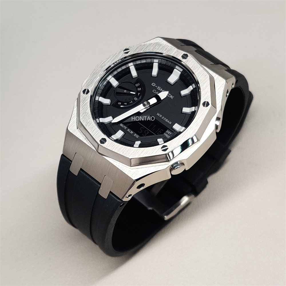 GA2100 3rd Generation 12-point Metal Watch Case Rubber Strap Set Bezel ...