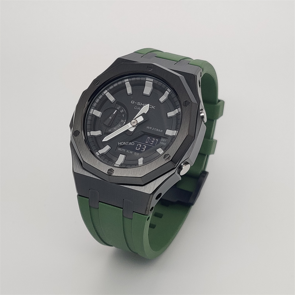 GA2100 3rd Generation 12-point Metal Watch Case Rubber Strap Set Bezel ...