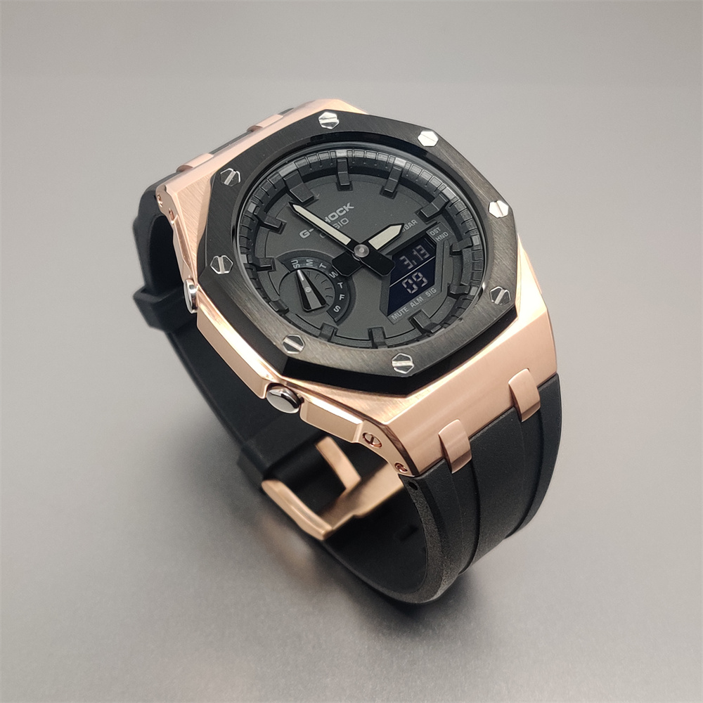 GA2100 Casioak Offshore Curve Style Rose gold Black