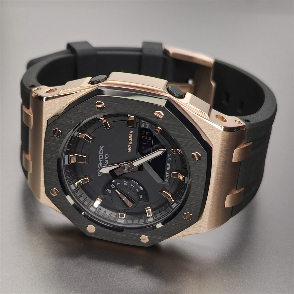 GMAS2100 Casioak MINI Curve Offshore for Thin Wrists Rose gold Black