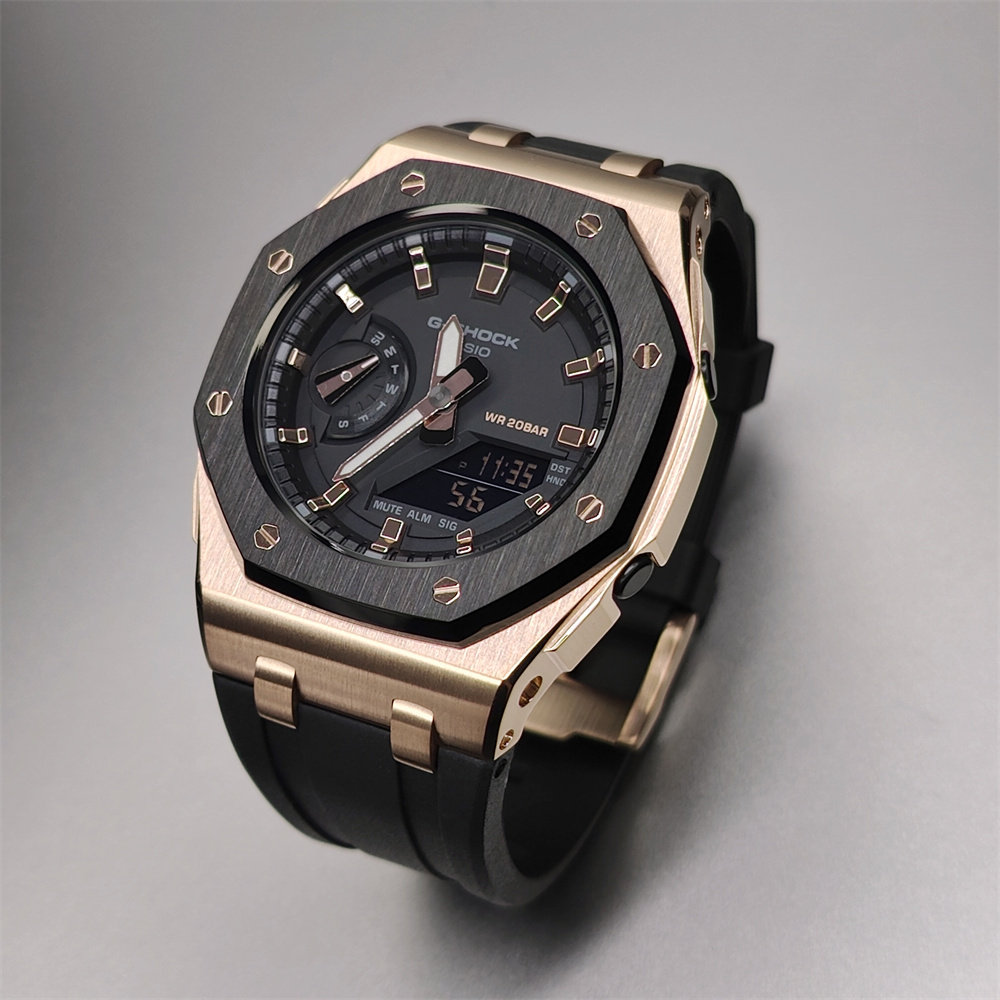 GMAS2100 Casioak MINI Curve Offshore for Thin Wrists Rose gold Black