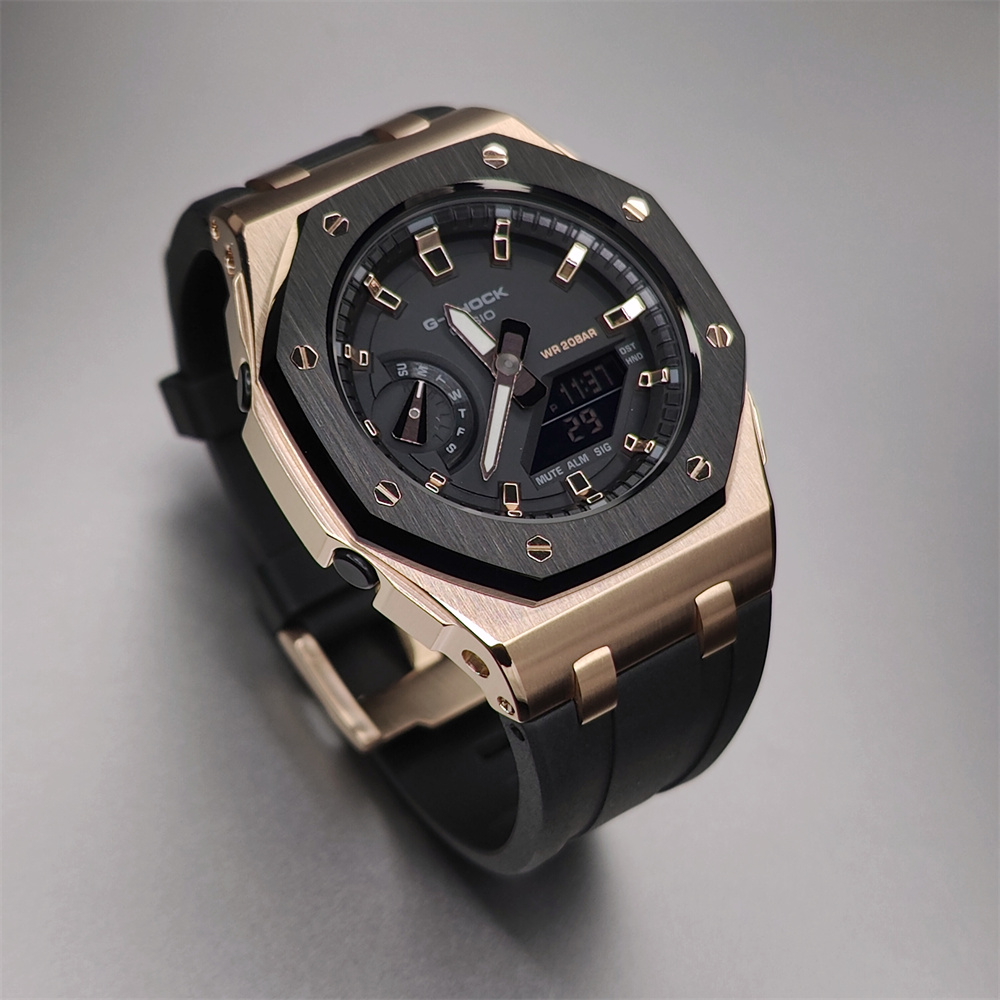 GMAS2100 Casioak MINI Curve Offshore for Thin Wrists Rose gold Black