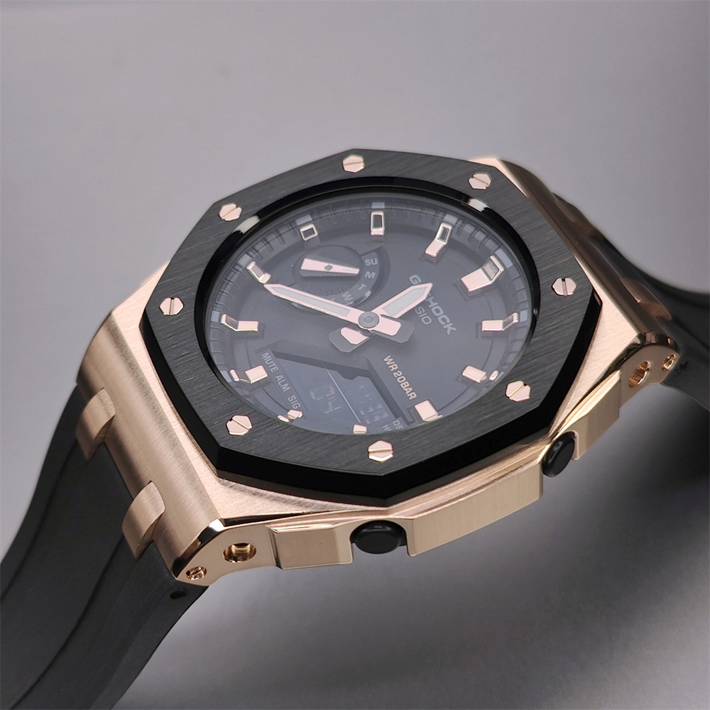 GMAS2100 Casioak MINI Curve Offshore for Thin Wrists Rose gold Black