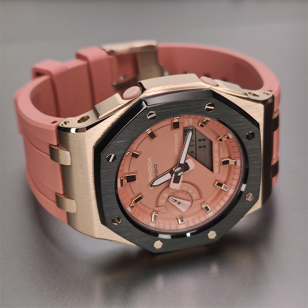 GMAS2100 Casioak MINI Curve Offshore for Thin Wrists Rose gold Black