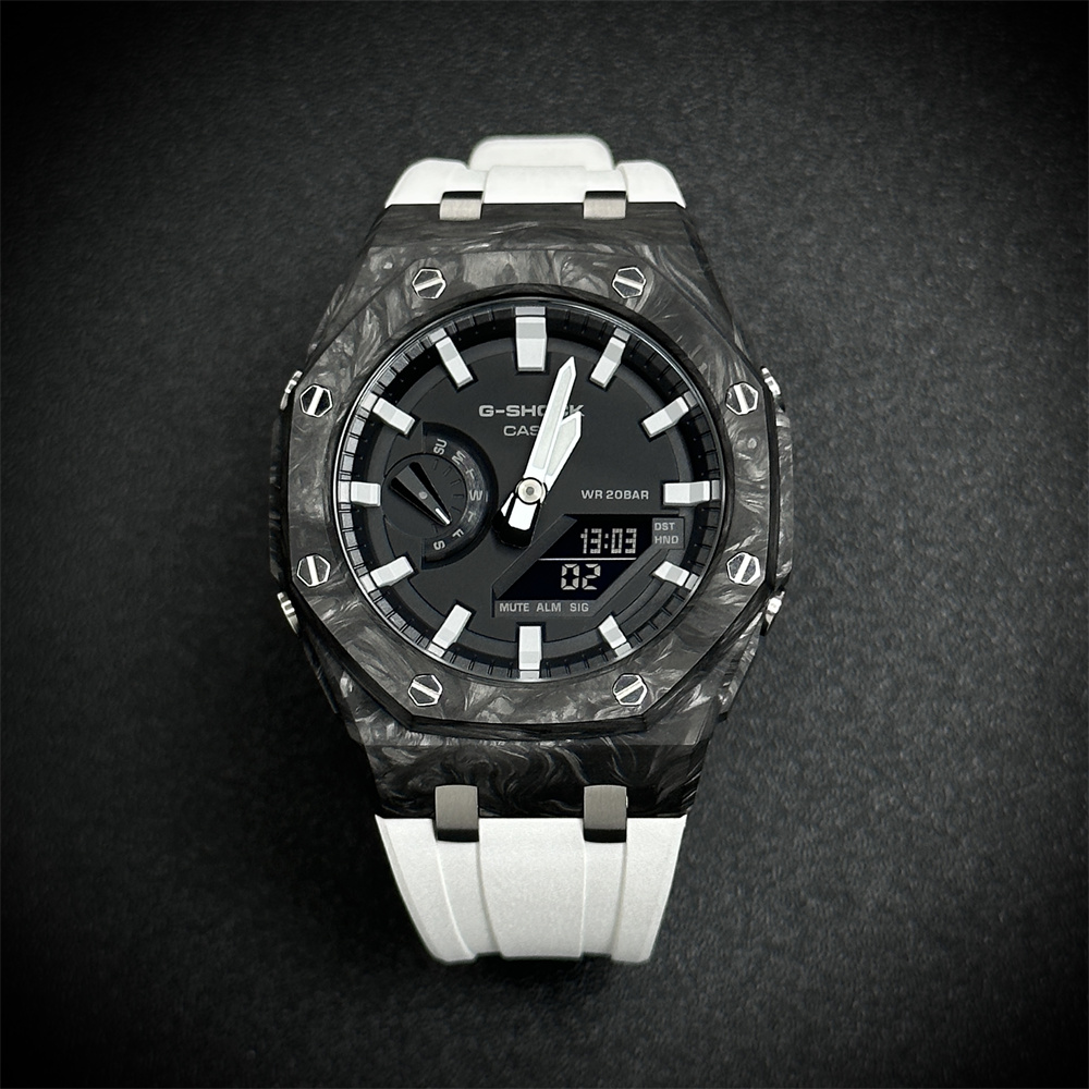 CasiOak Carbon Fiber Bezel Kit - Transform Your GA2100 Watch